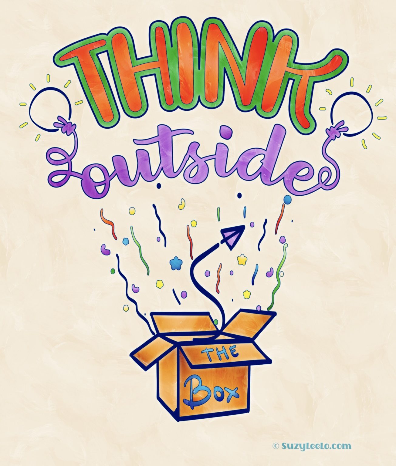 Think Outside the Box printable coloring sheet » Suzy LeeLo